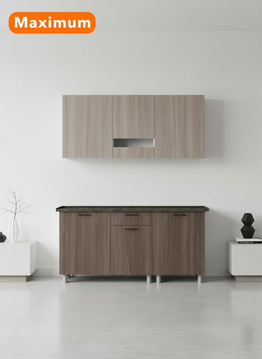 Готовая кухня Розалия (со столешницей 26 мм), Ясень Шимо светлый, Ясень Шимо темный