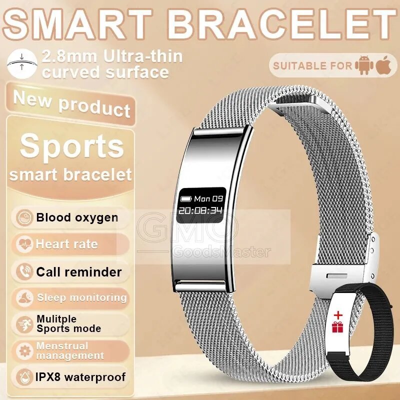 Фитнес-браслет LIGE серебристый Smart Bracelet, измерение пульса, мониторинг сна, водонепроницаемый