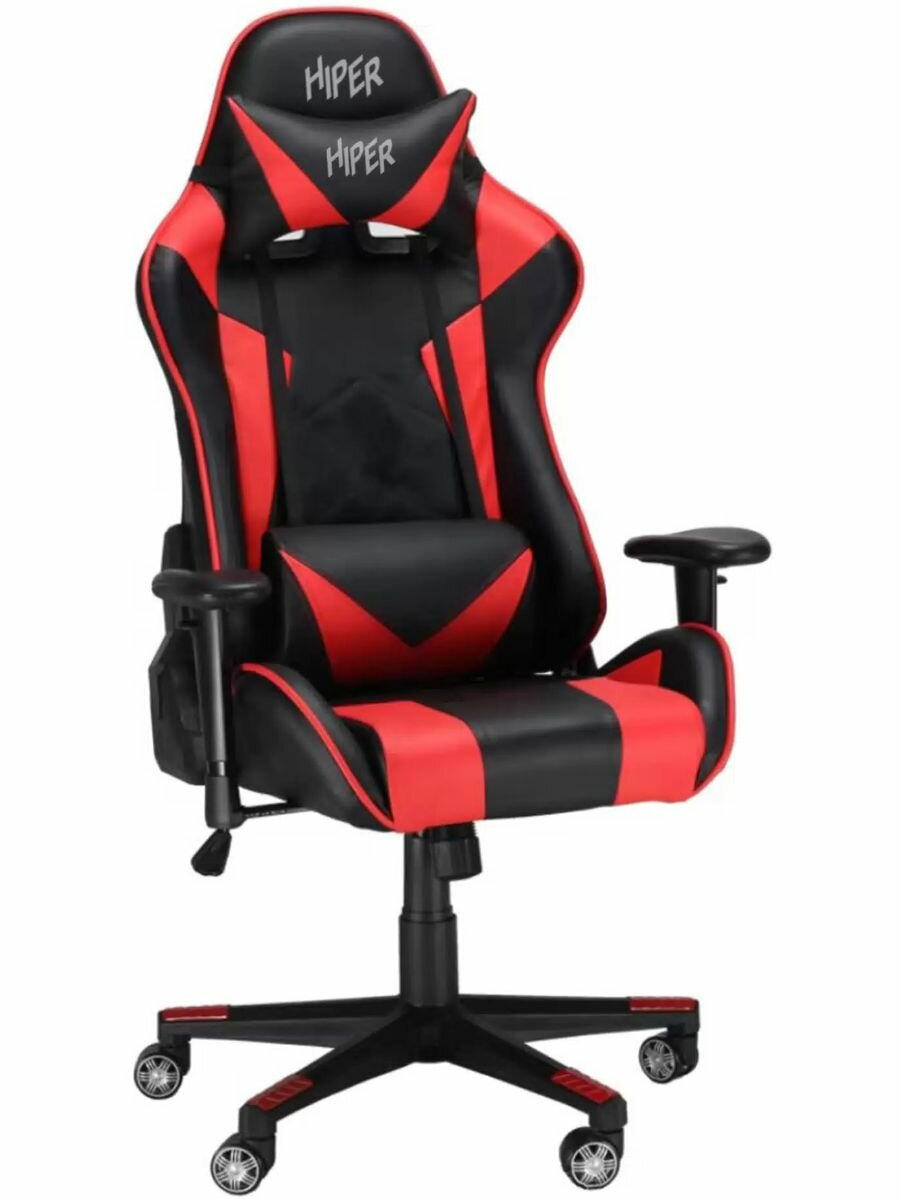 Кресло игровое Hiper HGC106, до 180 кг, механизм Butterfly, чёрное/красное
