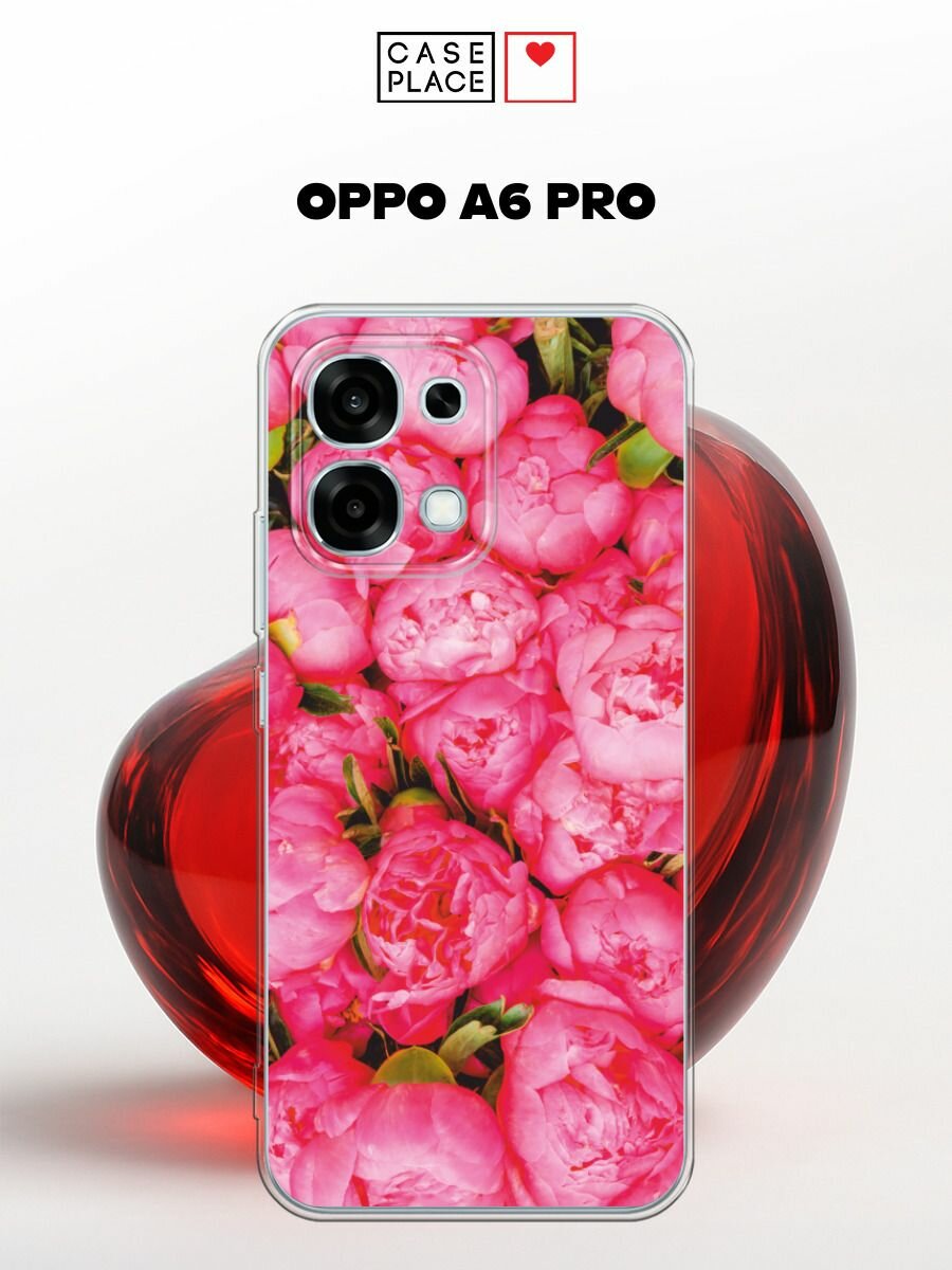 Силиконовый чехол на Oppo A6 Pro / Оппо A6 Про с принтом пионы