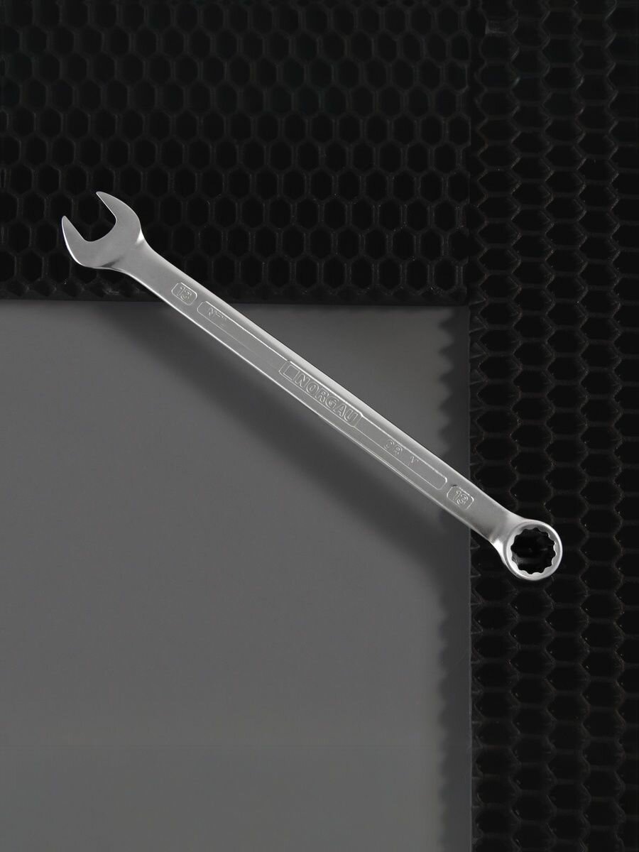 Гаечный ключ NORGAU Industrial HРM комбинированный удлиненный с рожковым и 12-гранным накидным профилем, 13 мм