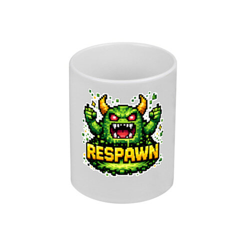 Кружка «Персонаж-монстр из пиксельных игр, Respawn» (белый)
