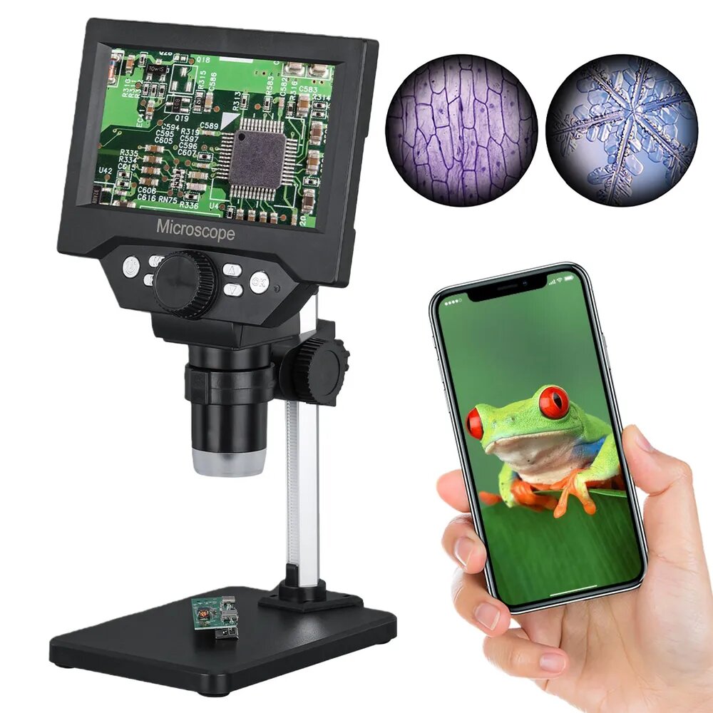 Цифровой микроскоп 5,5 LCD, 1 1000 , 8 LED, ручная фокусировка