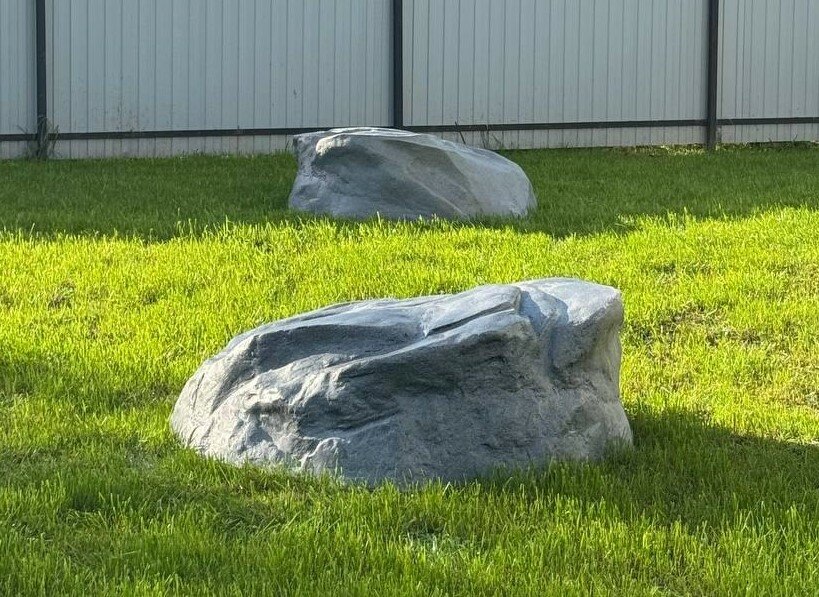 Камень декоративный валун стеклопластик, серый, 120 см