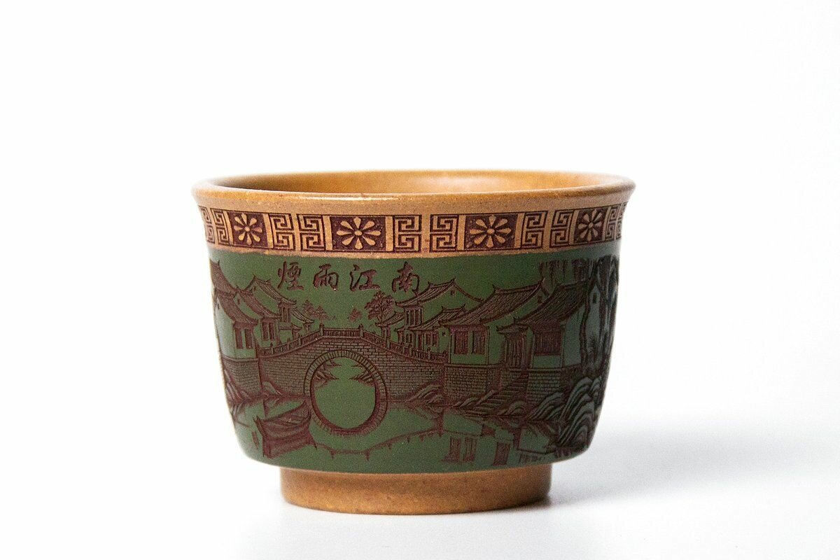 Пиала "Деревня Люй Ни", исинская керамика, ручная работа, для чая, 175мл