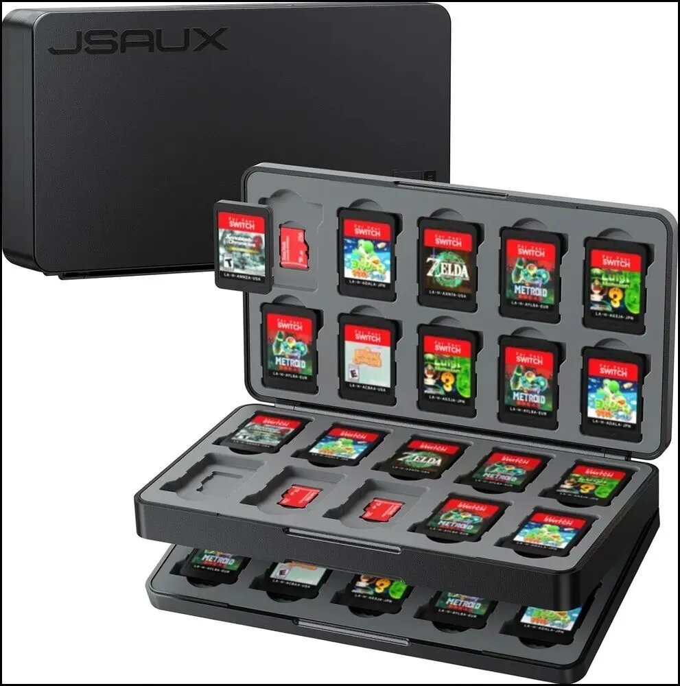 Кейс JSAUX для 40 игровых картриджей Nintendo Switch 2 / OLED / Lite, компактный органайзер для переноски и хранения картриджей Нинтендо Свитч 2 - BG0118