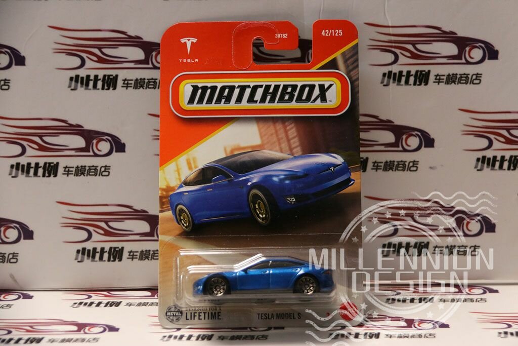 Matchbox 1:64, литой автомобиль, модель машинки(TESLA MODEL S синий)