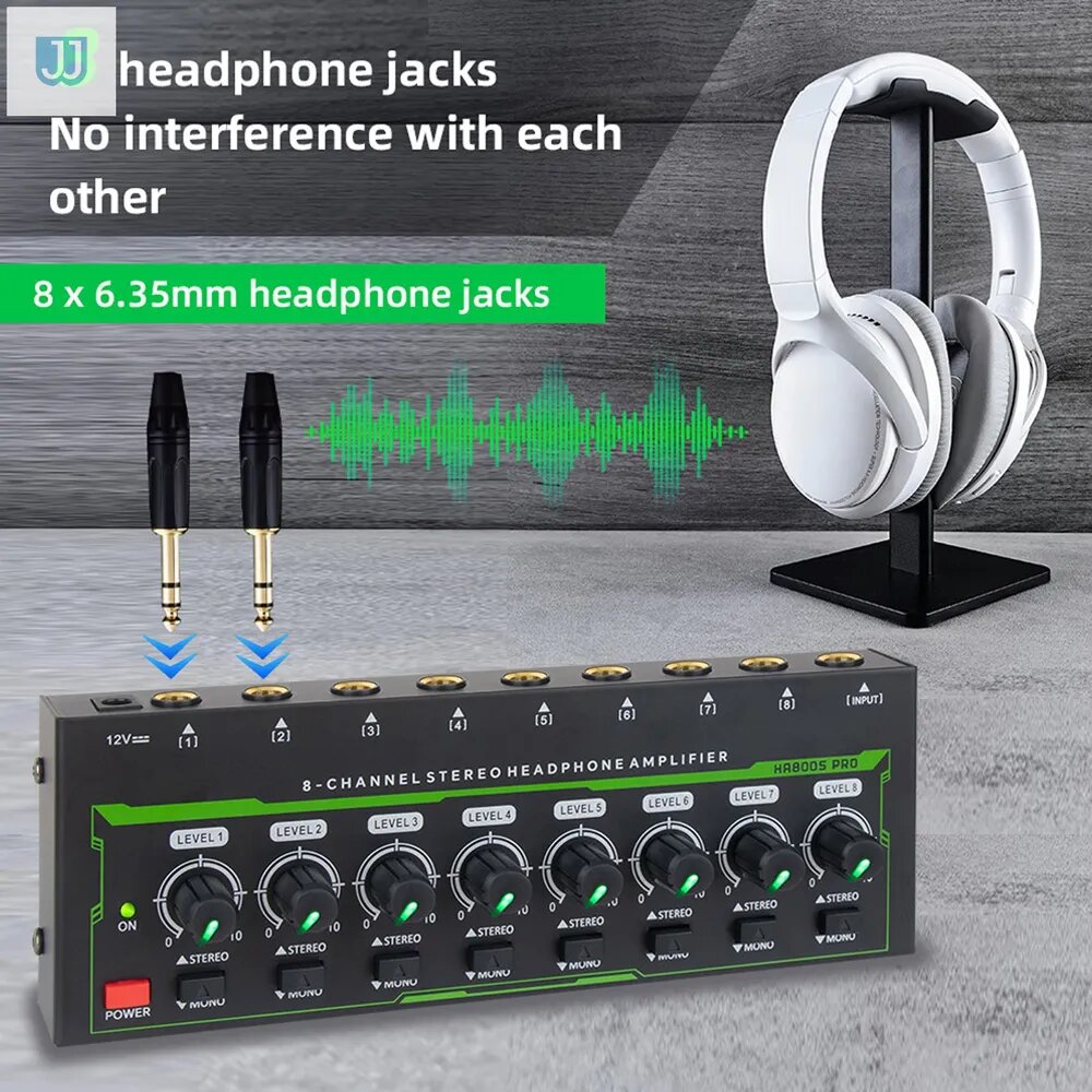 Усилитель для наушников 8-канальный стерео HA800S PRO с Bluetooth и Wi-Fi черный