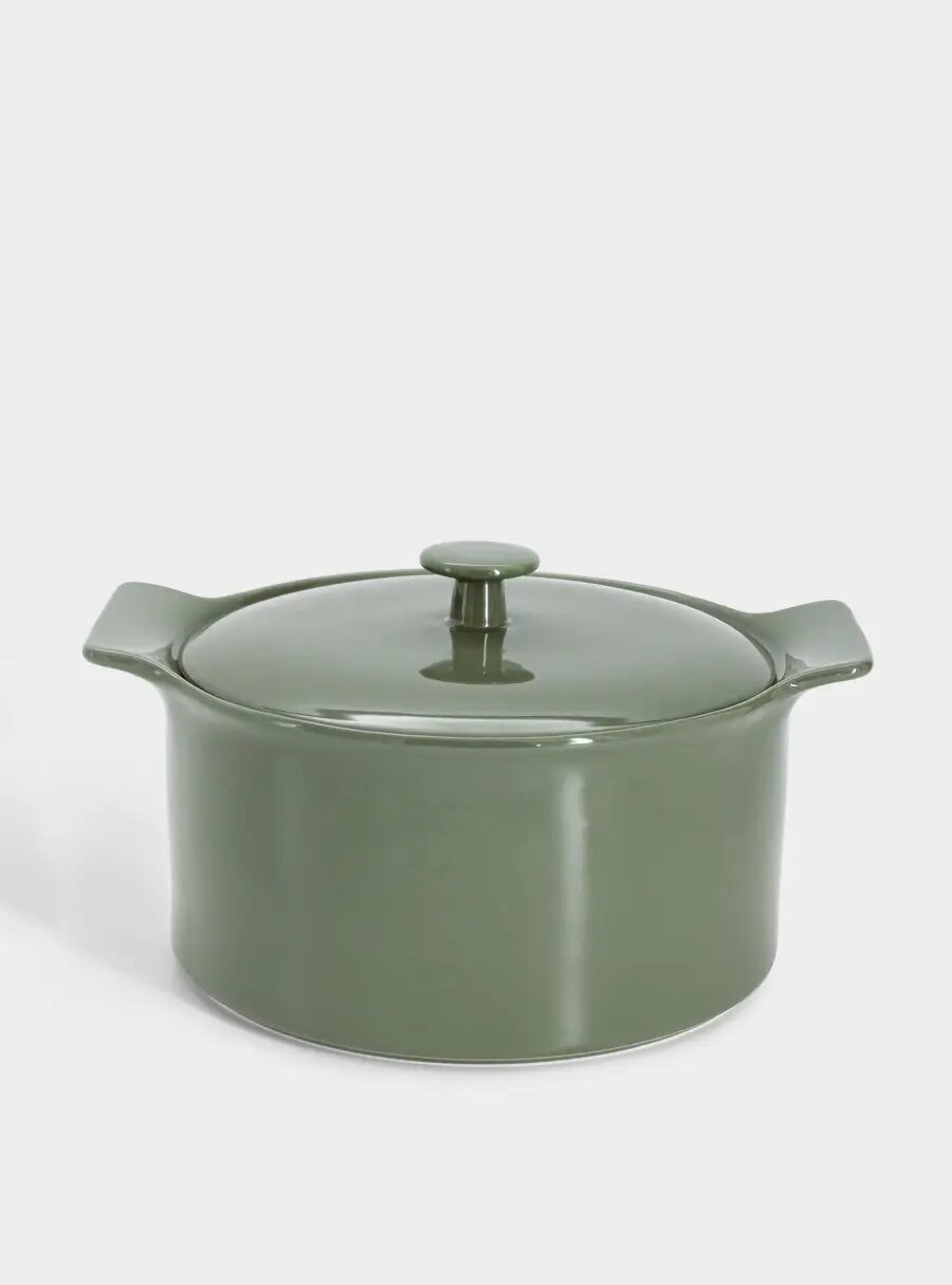 Кастрюля, 3 л, с крышкой, фарфор P, серо-зеленая, Indulgence