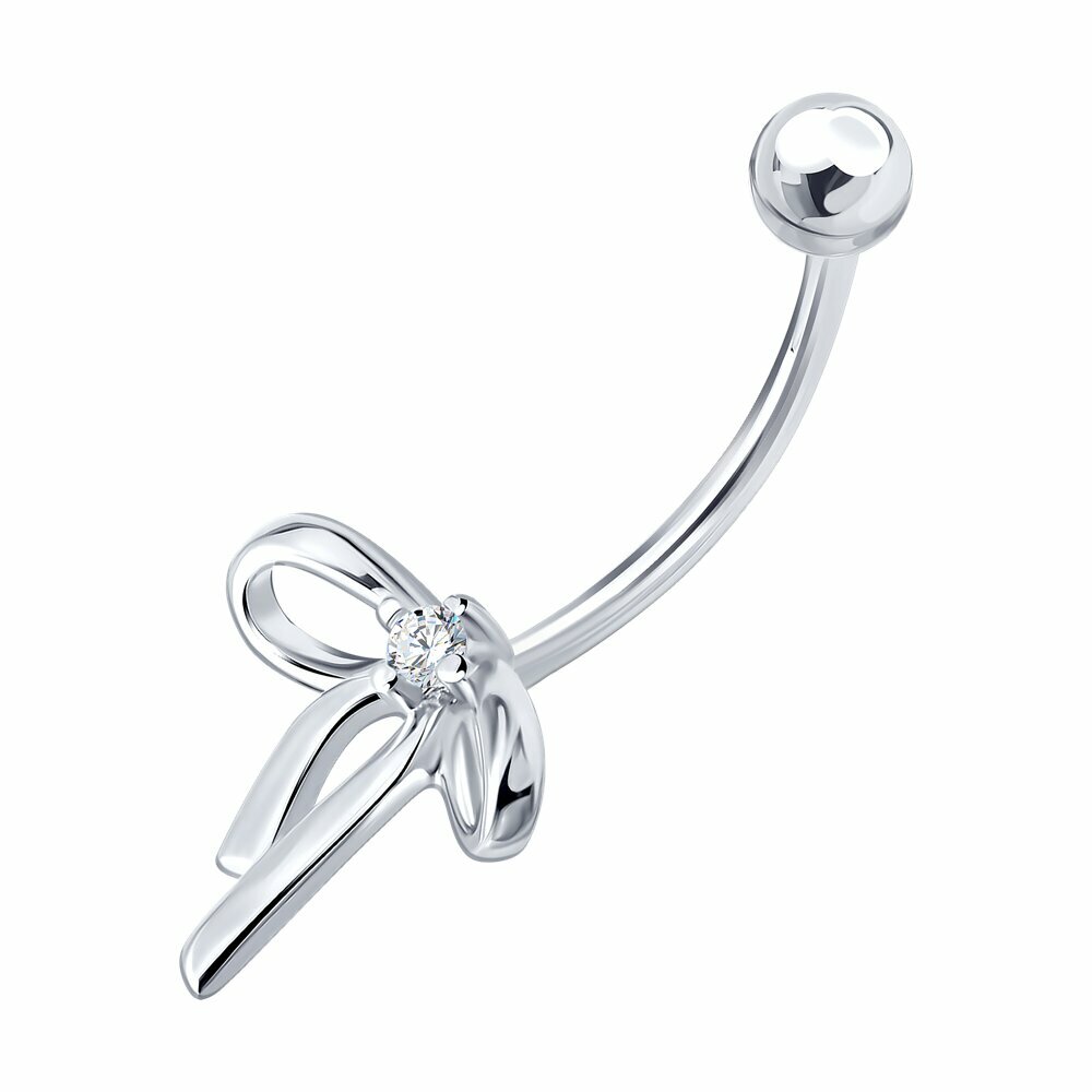 Пирсинг, серебро, 925 проба, родирование, фианит