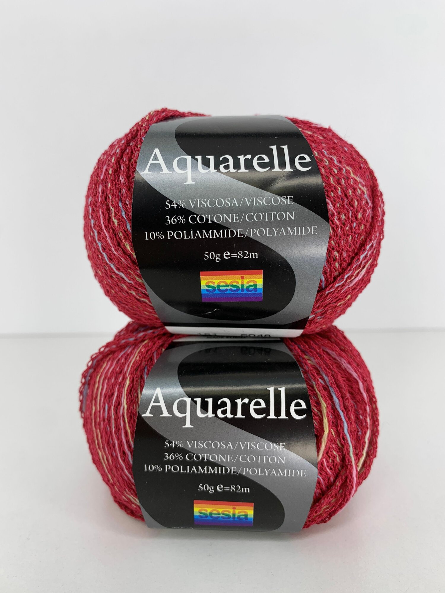 Aquarelle - Sesia; 54% вискоза, 36% хлопок, 10% п/а; 164м/100гр; col. 181, цвет: малиновый, вес 99гр (2 моточка); italyyarn