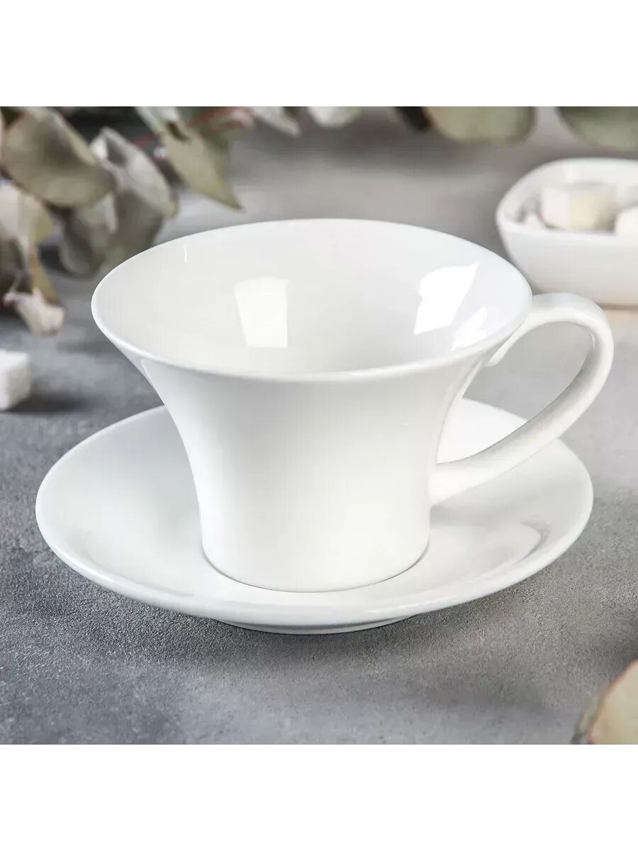 Чайная пара фарфор чашка 400 мл, блюдце d=18,4 см