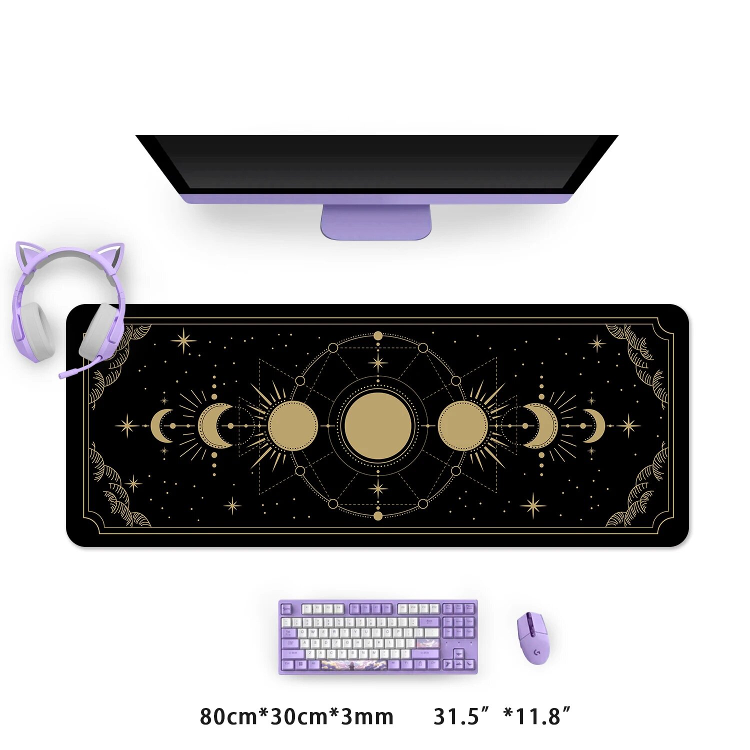 Фиолетовый игровой коврик для мыши Magic Celestia XXL 80X30cm Black