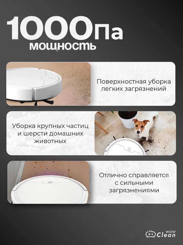 Робот-пылесос White, 120м², 90 мин, сухая и влажная уборка одновременно — фото 1