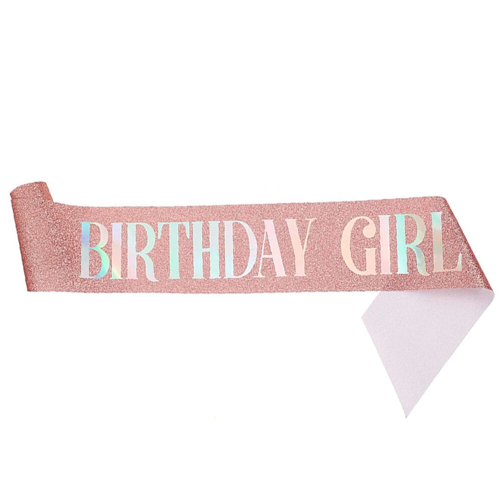 Блестящий пояс "Birthday Girl" Розовый, Rose Gold