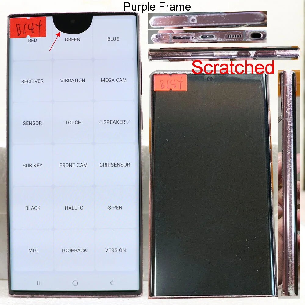 Для Samsung Galaxy S22 Ultra 5G ЖК-дисплей SM-S908 S908F S908U S908N AMOLED Purple Frame B144