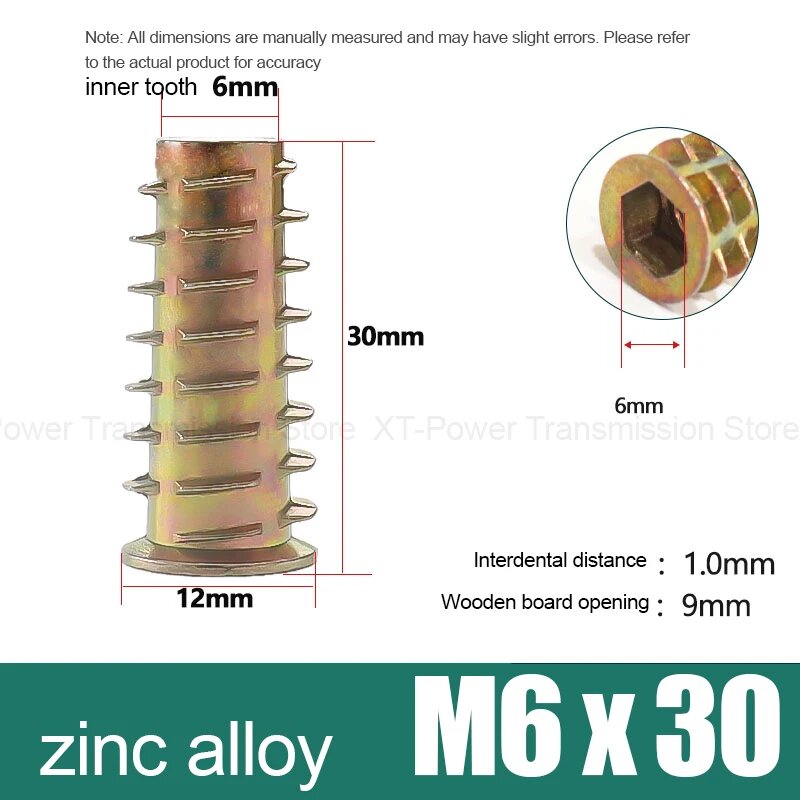 Фланцевые гайки М4-М10 из цинкового сплава 6-30 мм 20 PCS, M6x30 With cover