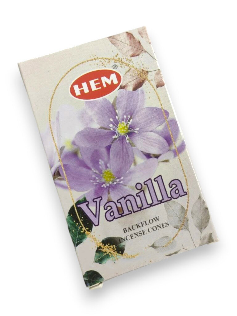 VANILLA Backflow Incense Cones, Hem (ваниль благовония пуля стелющийся дым, Хем), уп. 10 конусов.