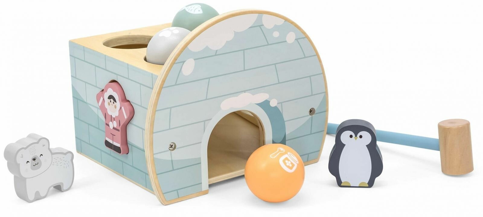 Стучалка-забивалка Polar B "Иглу", с сортером, молоток, 4 шара, фигурки, мишка, пингвин, эскимос, в коробке