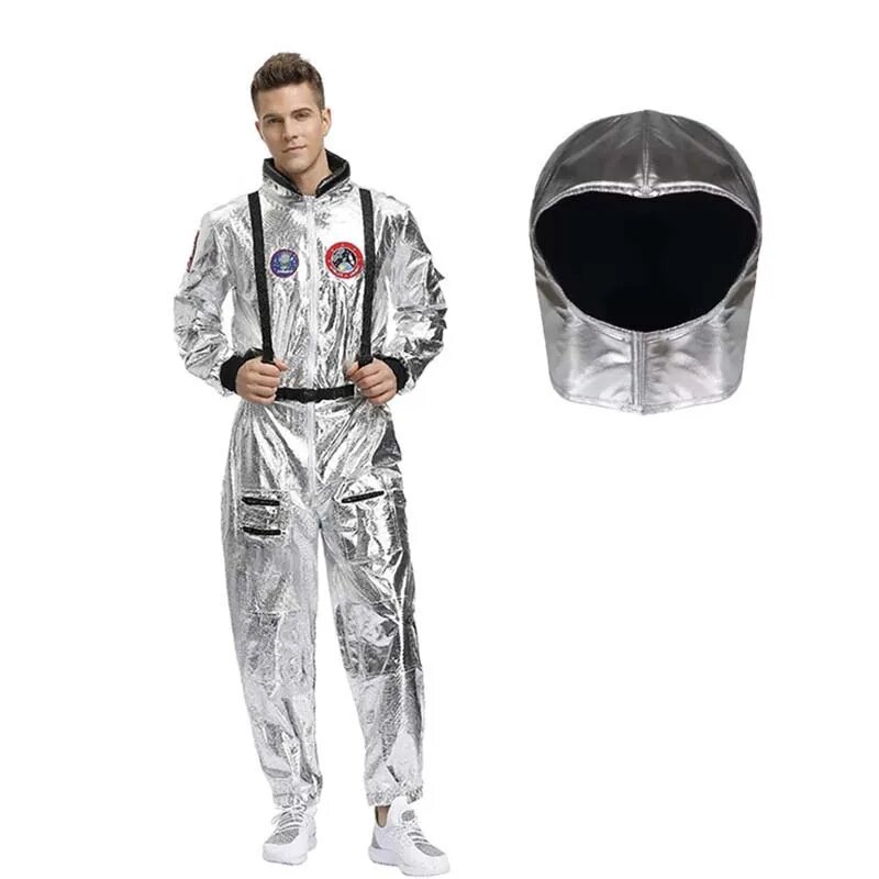 Серебряный скафандр для взрослых, комплект для косплея L, TKF-004