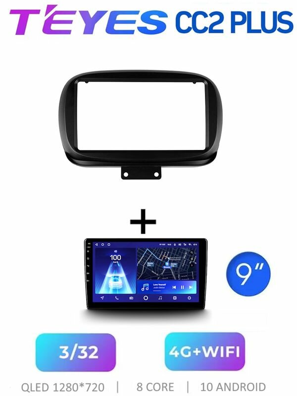 Магнитола 9" Teyes CC2 Plus 3/32 Gb для Fiat 500X 2014-2020