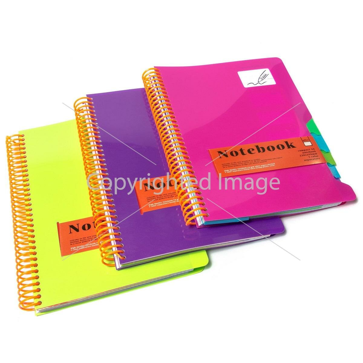 Тетрадь 200л, А4, клетка, Alingar , спираль, пластиковая , цветные пластиковые разделители, фиолетовая, 1шт.