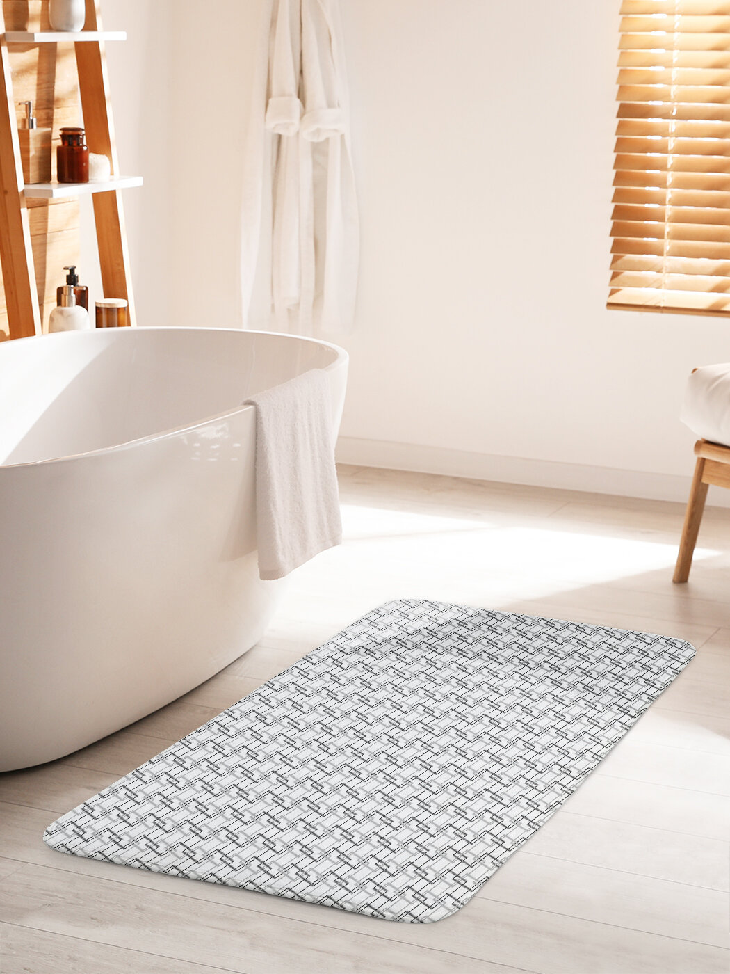 Коврик для ванной комнаты и туалета противоскользящий "Геометрическая сетка" 60х100 см, JoyArty