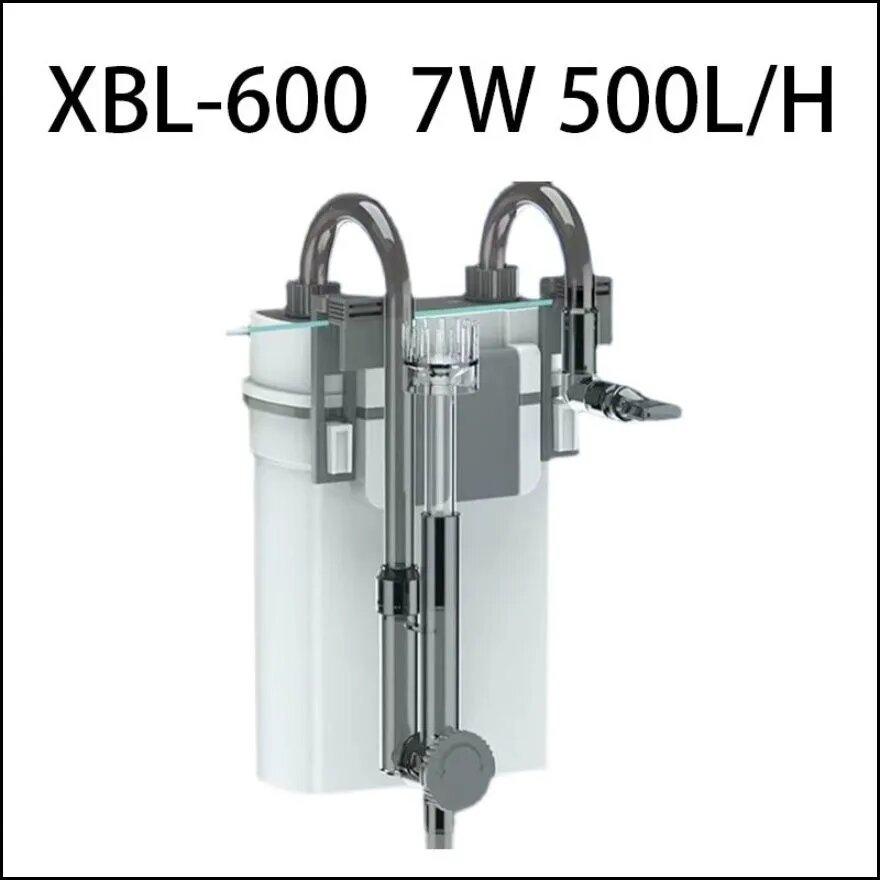 Настенный фильтр SUNSUN XBL600 мощностью 7W с производительностью 500 л/ч, оснащенный эксклюзивным входом с обезжиривающей пленкой, предназначен для аквариумов объемом от 110 до 130 литров