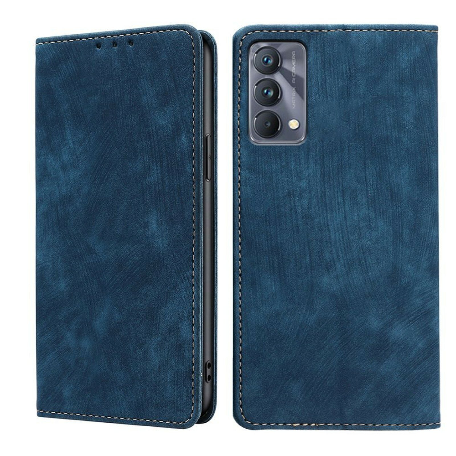 Чехол-книжка MyPads для Realme GT Master Edition и Q3 Pro Carnival синий мягкое прикосновение