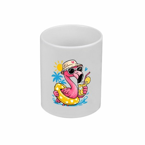 Кружка «Фламинго в панаме с надувным кругом и лимонадом» (белый)