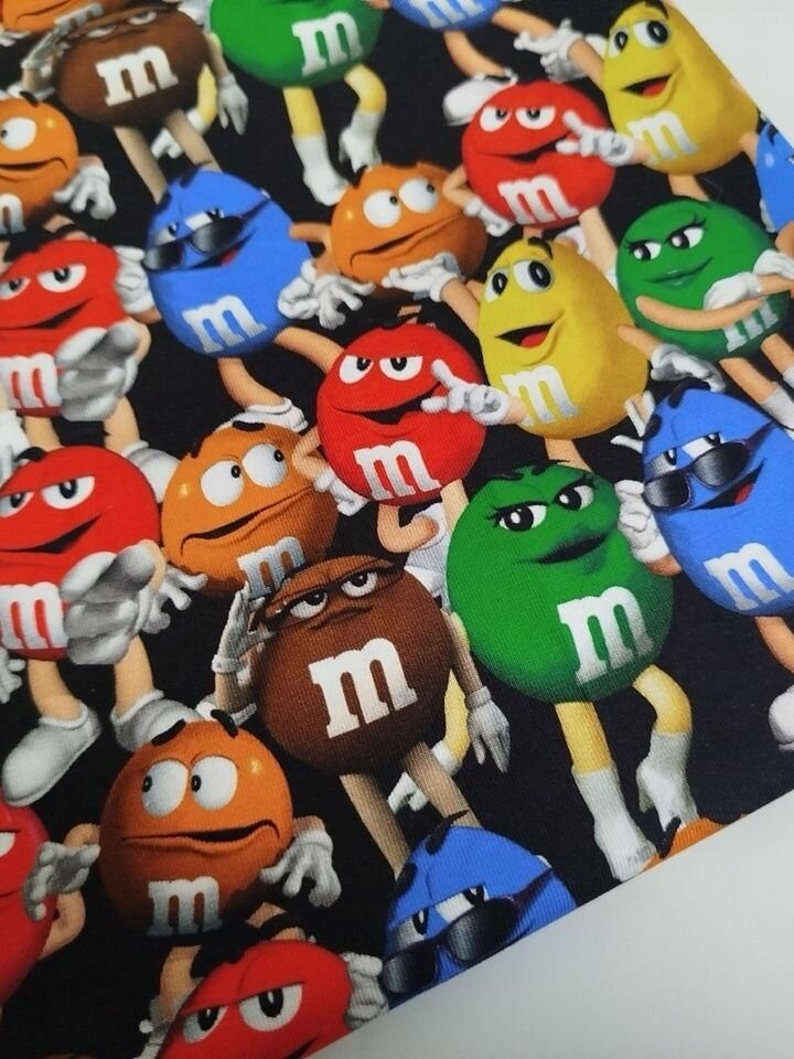 Ткань трикотажная 60см кулирка с лайкрой печать диджитал Конфетки