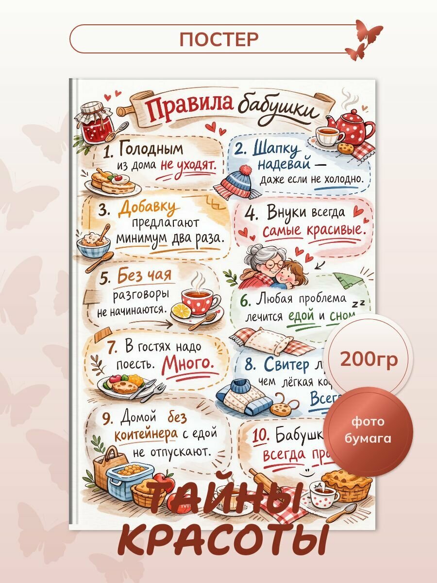 Постер Правила Бабушек А4 — фото 1