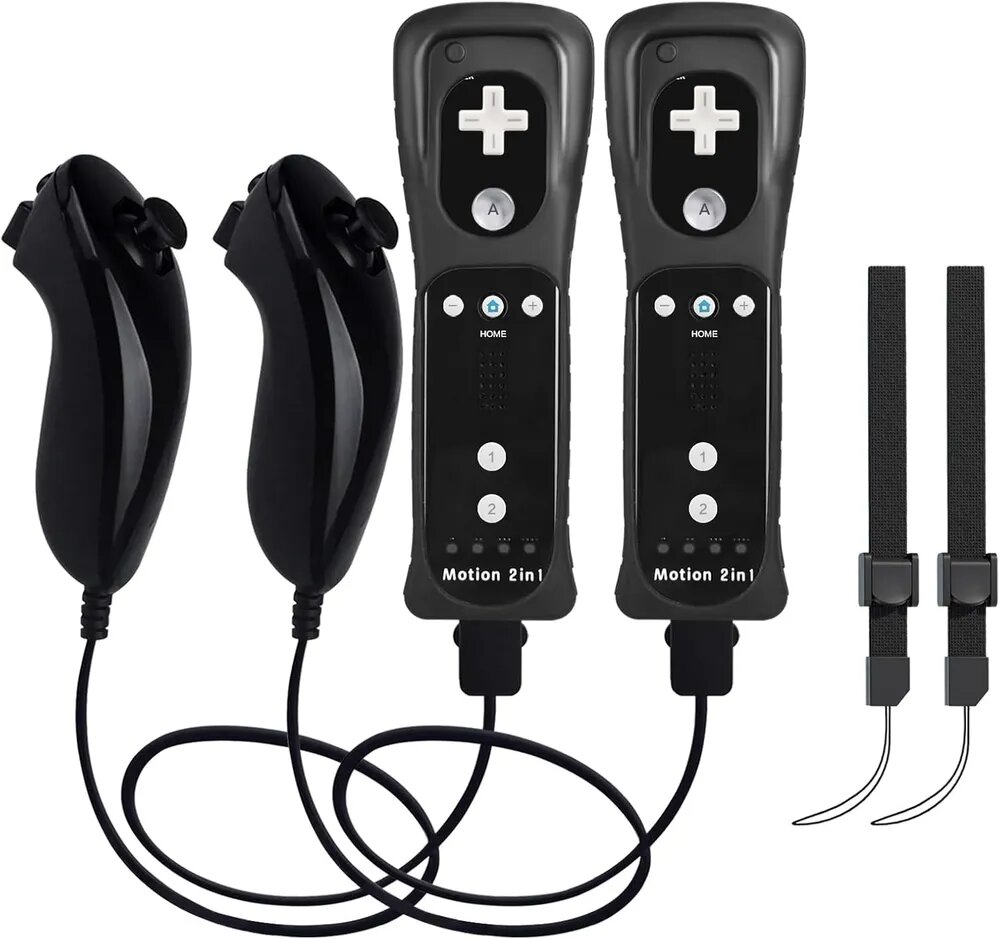 2 шт. Wii Remote с встроенным Wii Motion Plus, контроллер Wii Nunchuk с функцией вибрации для Nintendo Wii и Wii U