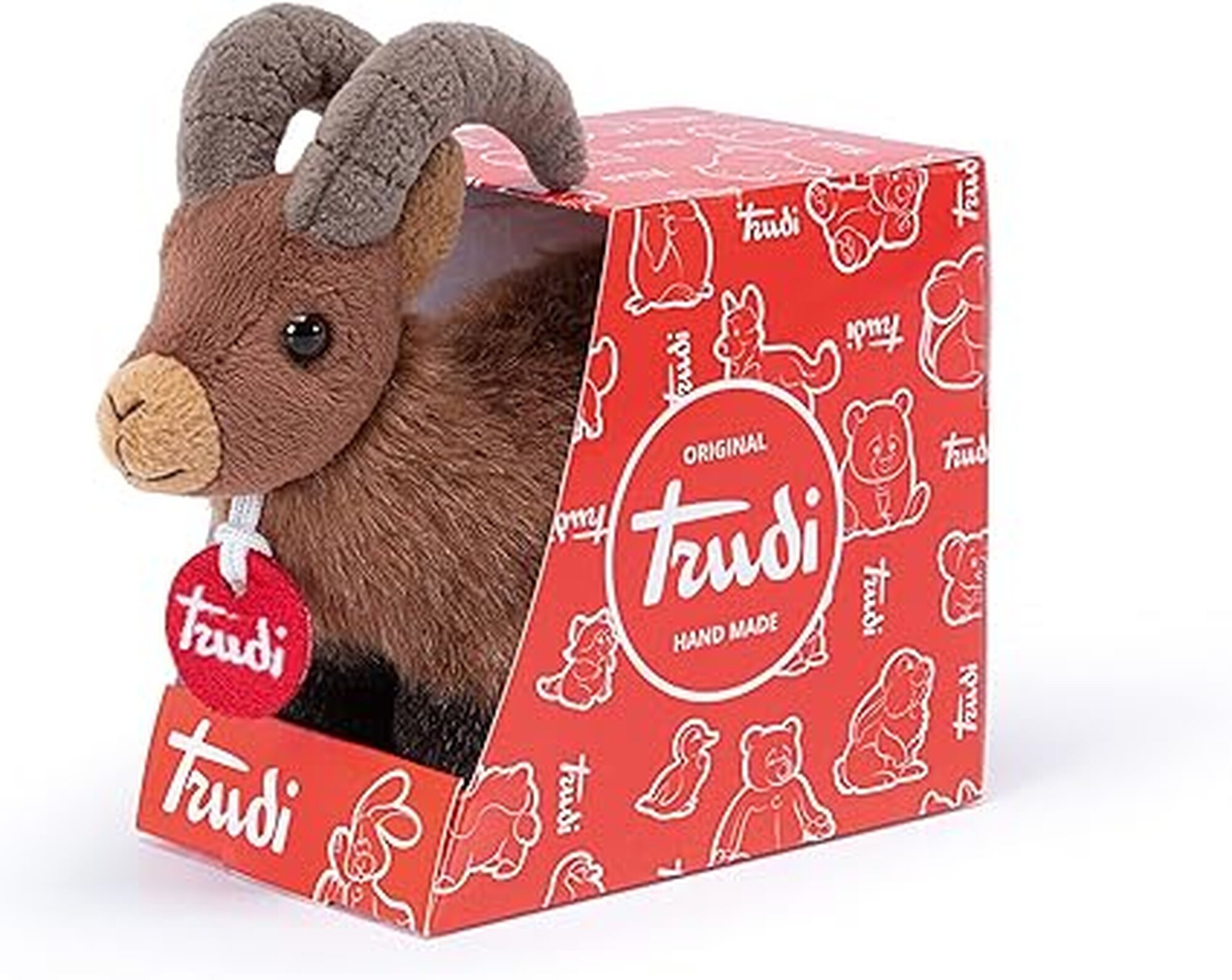 Мягкая игрушка Trudi - Плюшевый коричневый козлик, в упаковке, 16 см - 55470