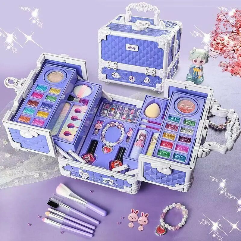 Большой Набор детской косметики в чемодане 65 в 1 / чемоданчик с косметикой, синий