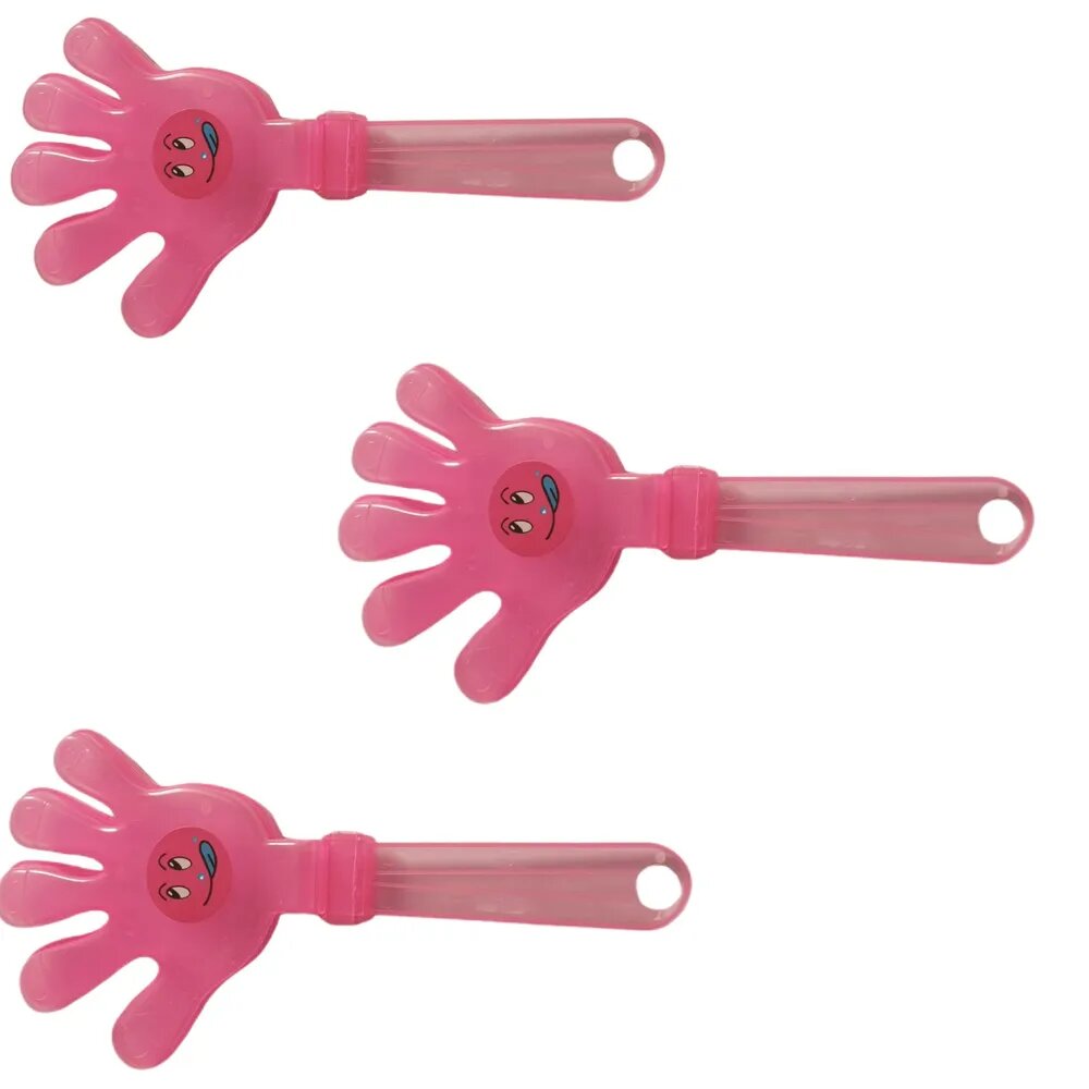 Набор для болельщиков реквизит в виде хлопушки со смайликами, подходит для концертов и футбольных матчей, длина 28 см, упаковка из 3 штук, Розовый.