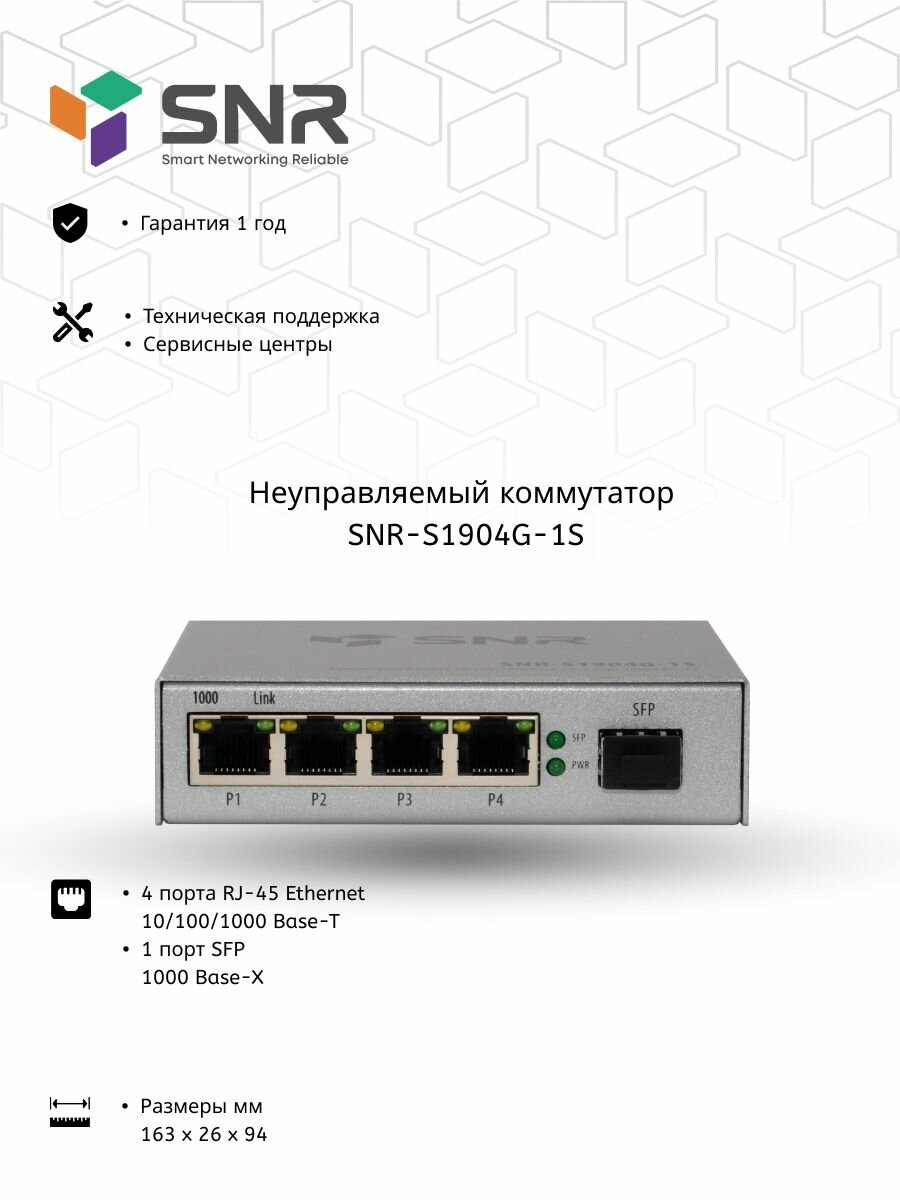 Неуправляемый коммутатор SNR-S1904G-1S