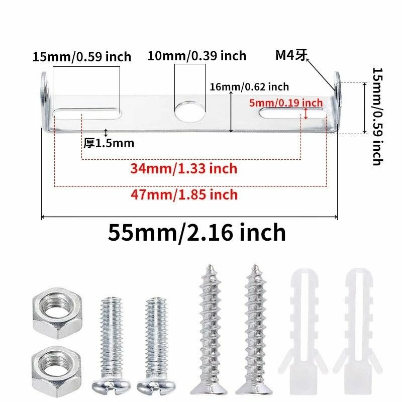 Потолочное крепление, крепежная скоба, монтажная планка, кронштейн для светильника или люстры 55 мм. с винтами в комплекте, 1 шт.