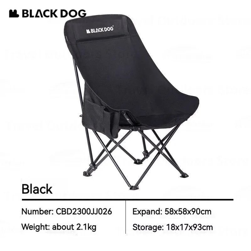 Naturehike BLACKDOG Кемпинговое кресло Moon черного цвета