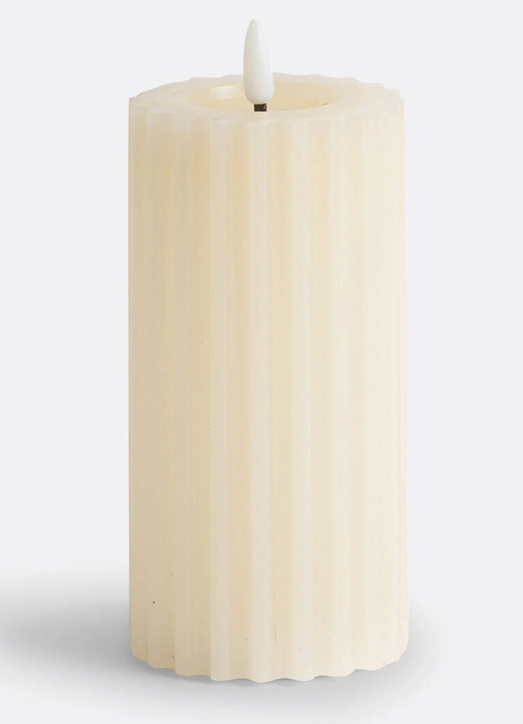 Светодиодная свеча восковая Caspar, рифленая, 17.5 см, экрю, батарейки ААА