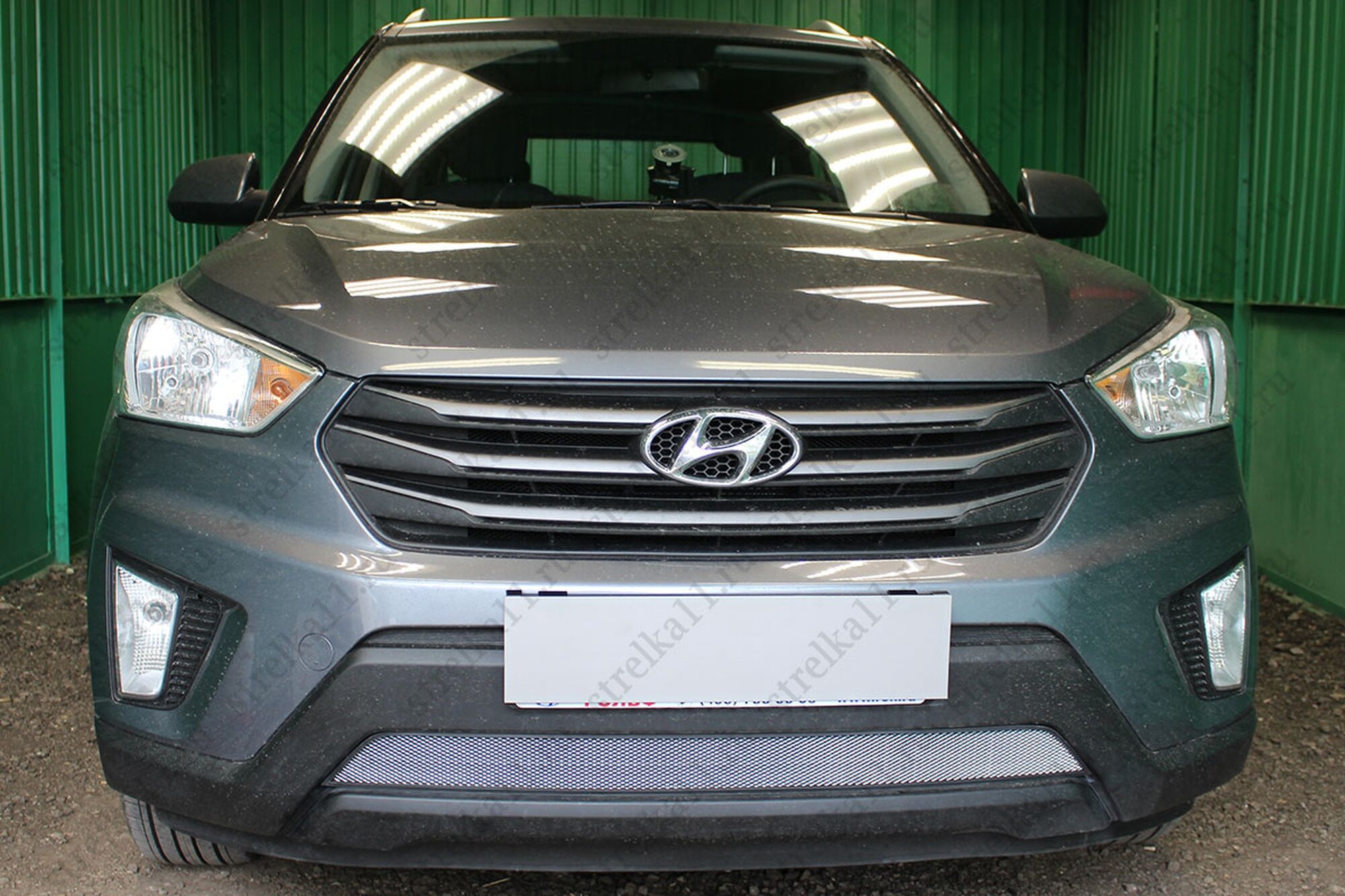 Защитная сетка радиатора с окантовкой и защелками для Hyundai Creta 2016-2020 (I), хром