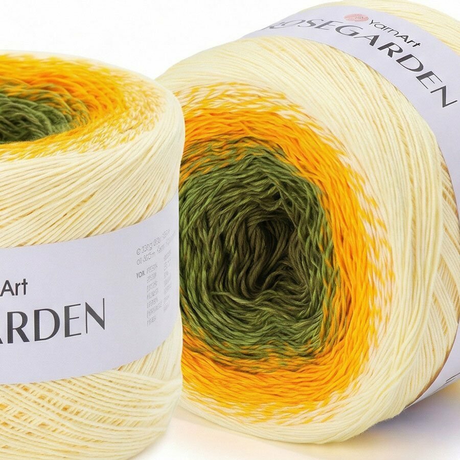 Пряжа Yarnart ROSEGARDEN 333 св. желт/желток/зел (2 мотка)