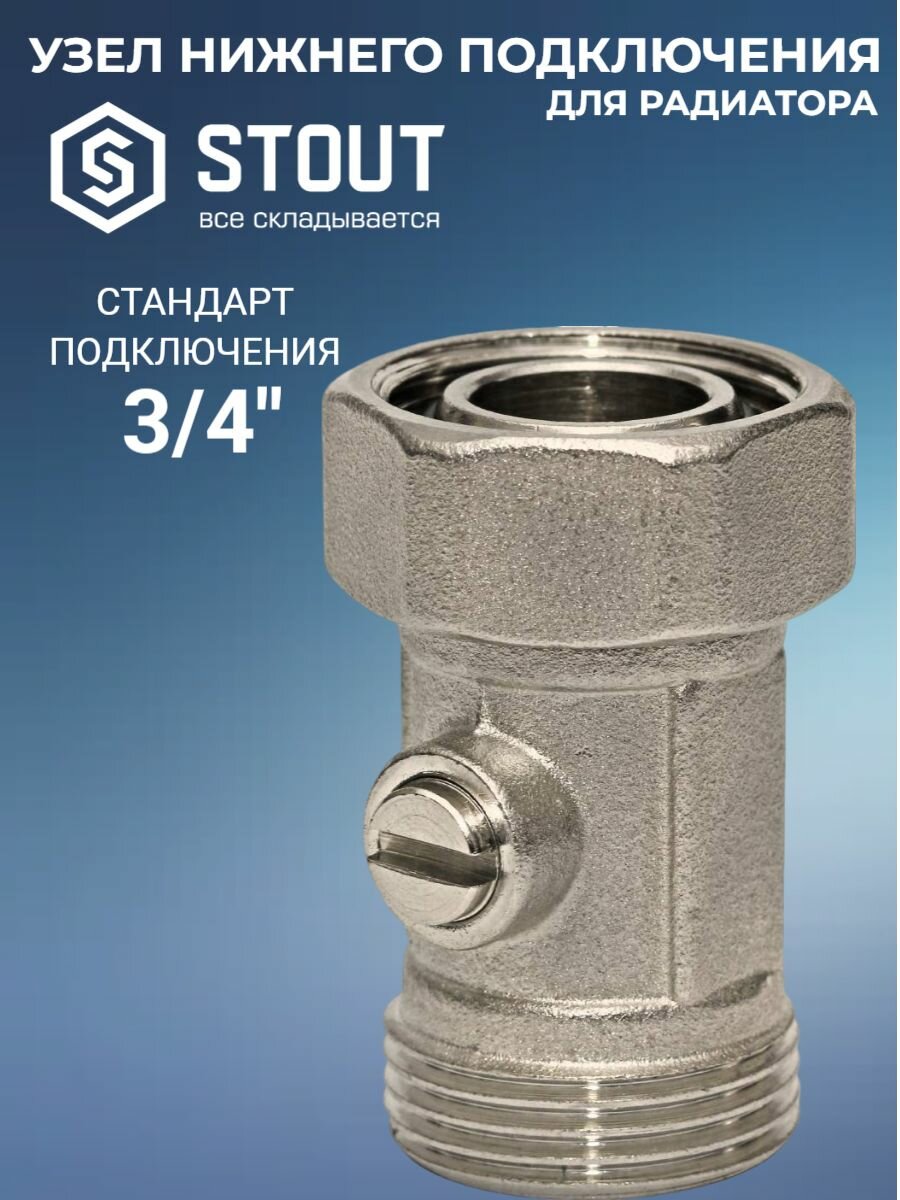 Узел нижнего подключения для радиатора STOUT раздельный 3/4