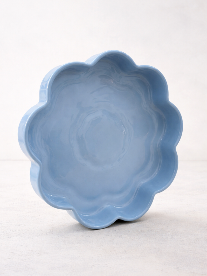 Тарелка ручной работы с бортиком ОХ! керамика «Со-цветие», голубая, керамика, 15 см