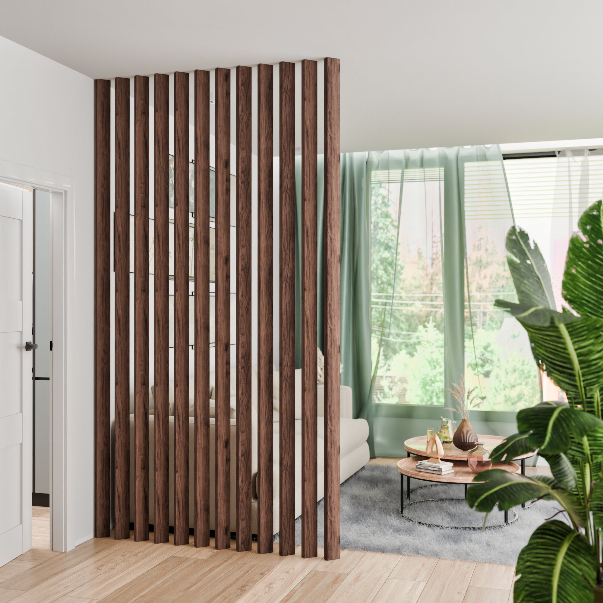 Реечная перегородка для зонирования пространства 1492 мм, Дуб Катания