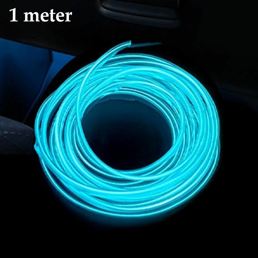 Неоновая нить для автомобиля, 1/2/3 м в USB, ледяной голубой , светодиодная подсветка в салон автомобиля, неоновая лента в машину