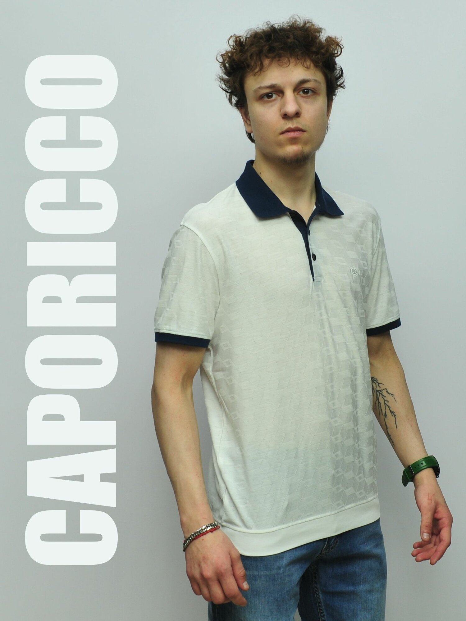 Футболка-поло Caporicco L-K-20088-BEYAZM