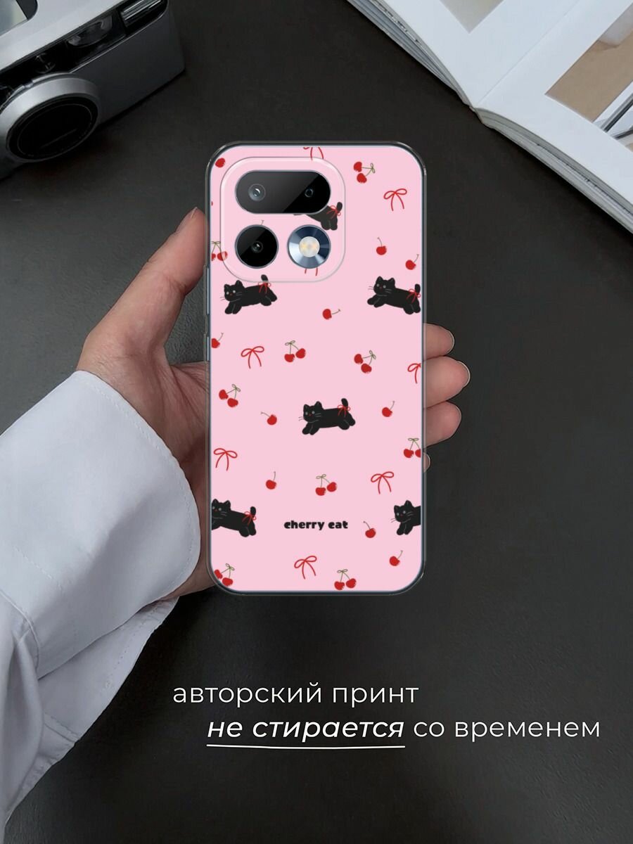 Силиконовый чехол на Realme 16 Pro / Реалме 16 Про с принтом Cherry cat — фото 1