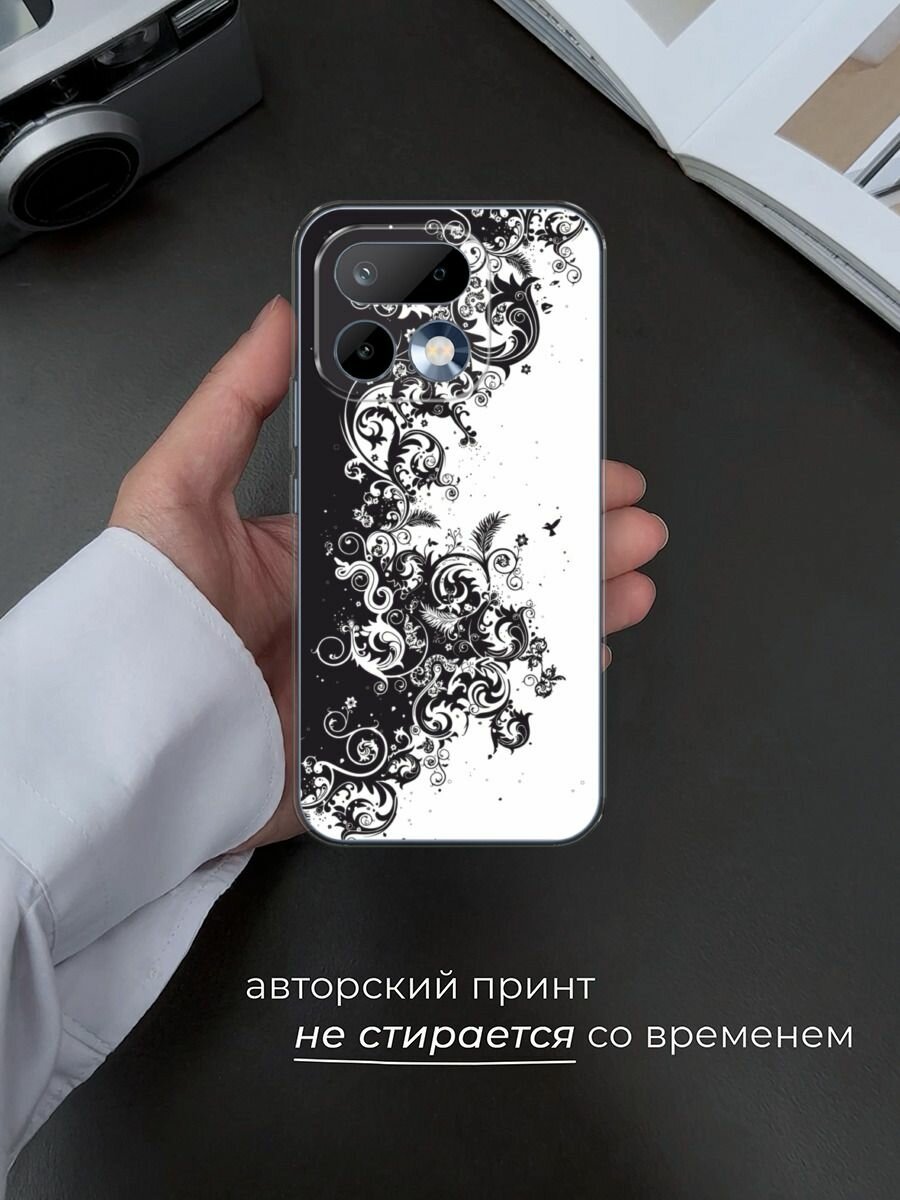 Чехол на Realme 16 Pro / Реалме 16 Про с принтом Черно белый узор — фото 1