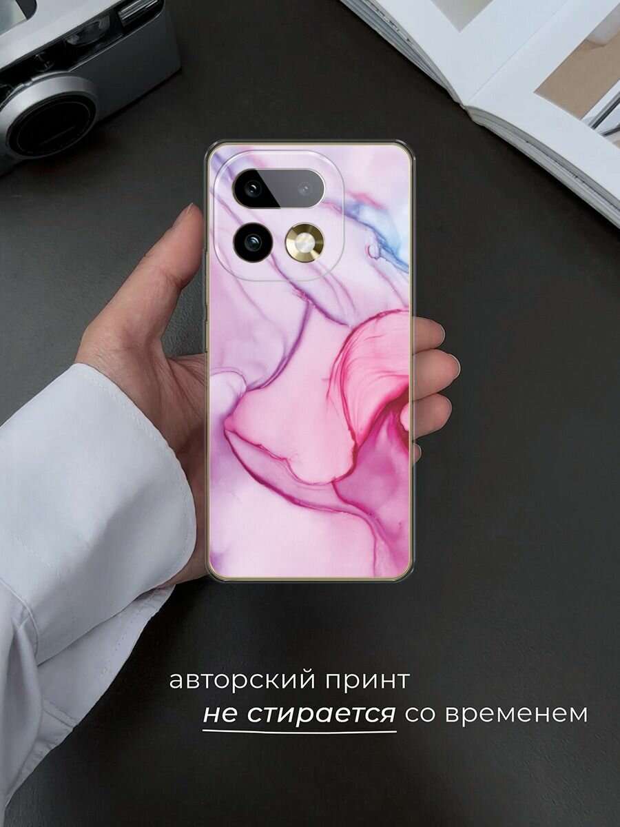 Чехол на Realme 16 Pro+ / Реалме 16 Про+ с принтом Розовые мраморные разводы — фото 1